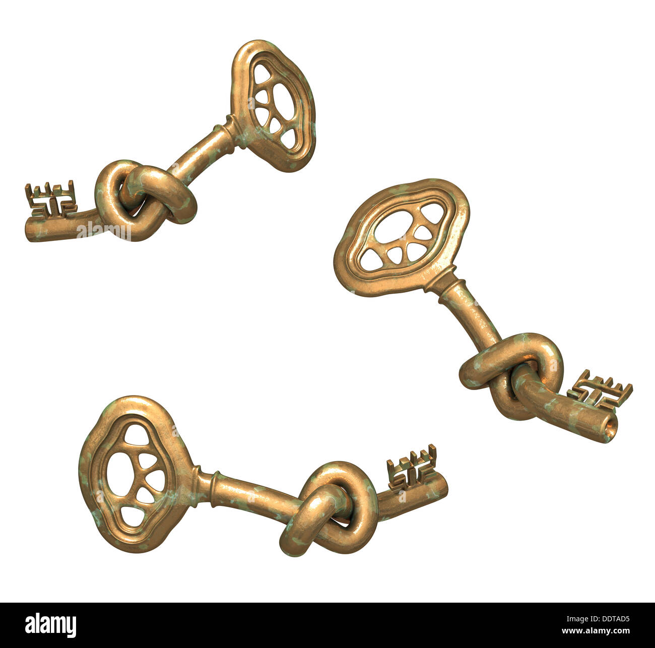 Antique bronze key with knot - isolated on white background Stock Photo ...