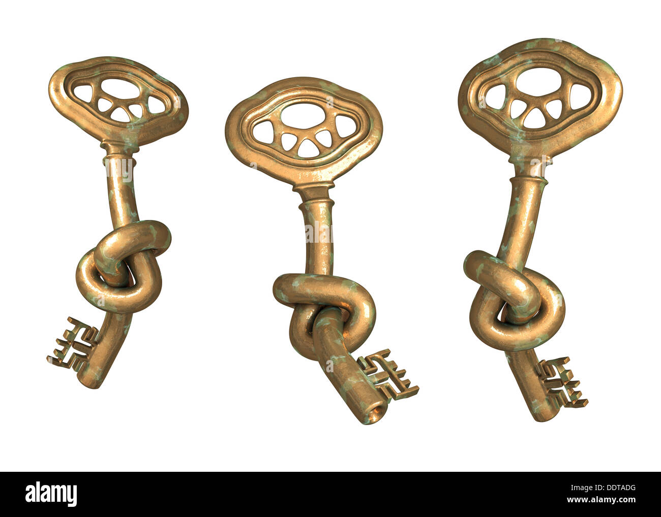 Antique bronze key with knot - isolated on white background Stock Photo ...