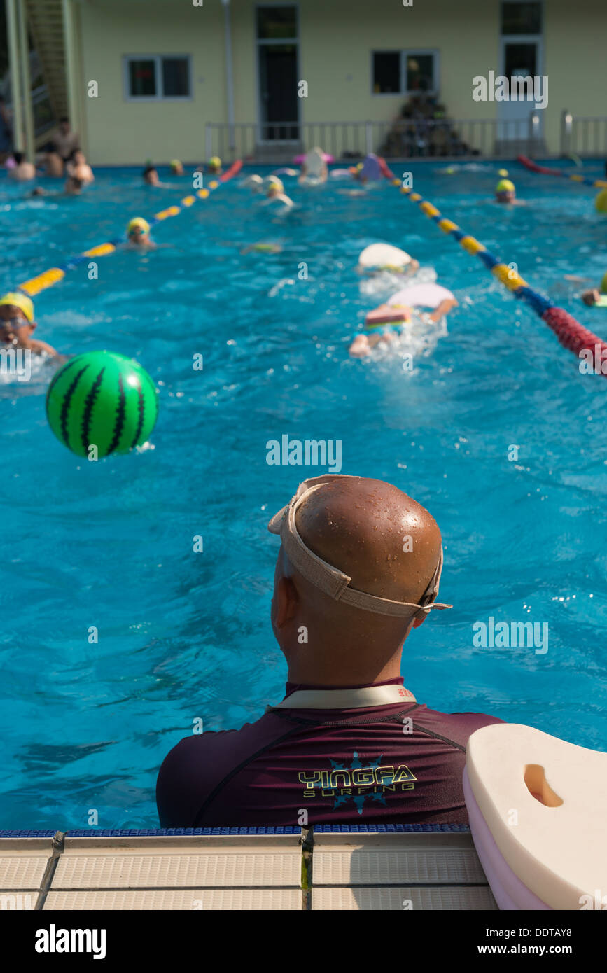 Public swimming pool in Beijing at Qingnianhu Water World Stock Photo ...