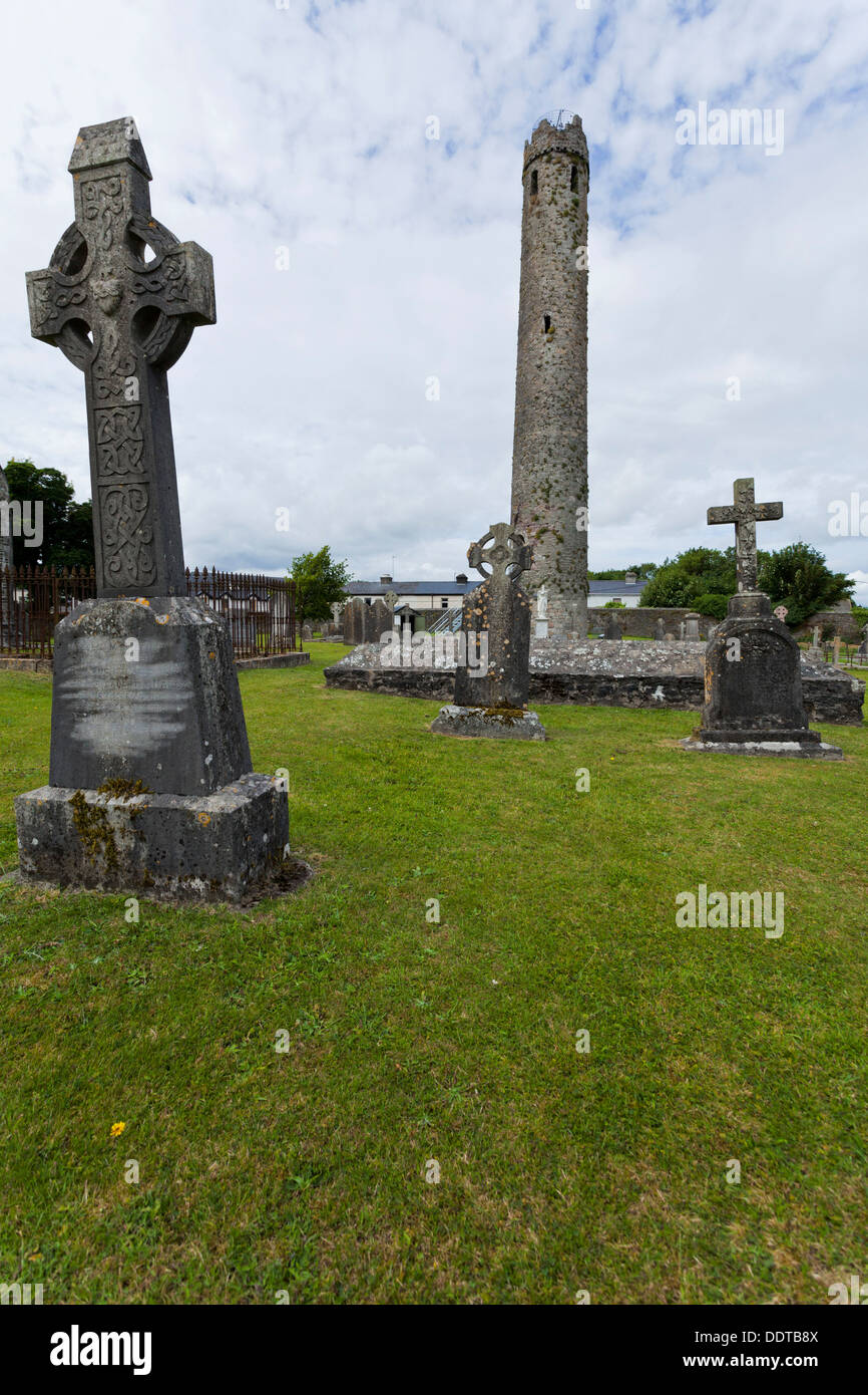 St Brigids Cathedral and round tower in Kildare town, Ireland Stock ...