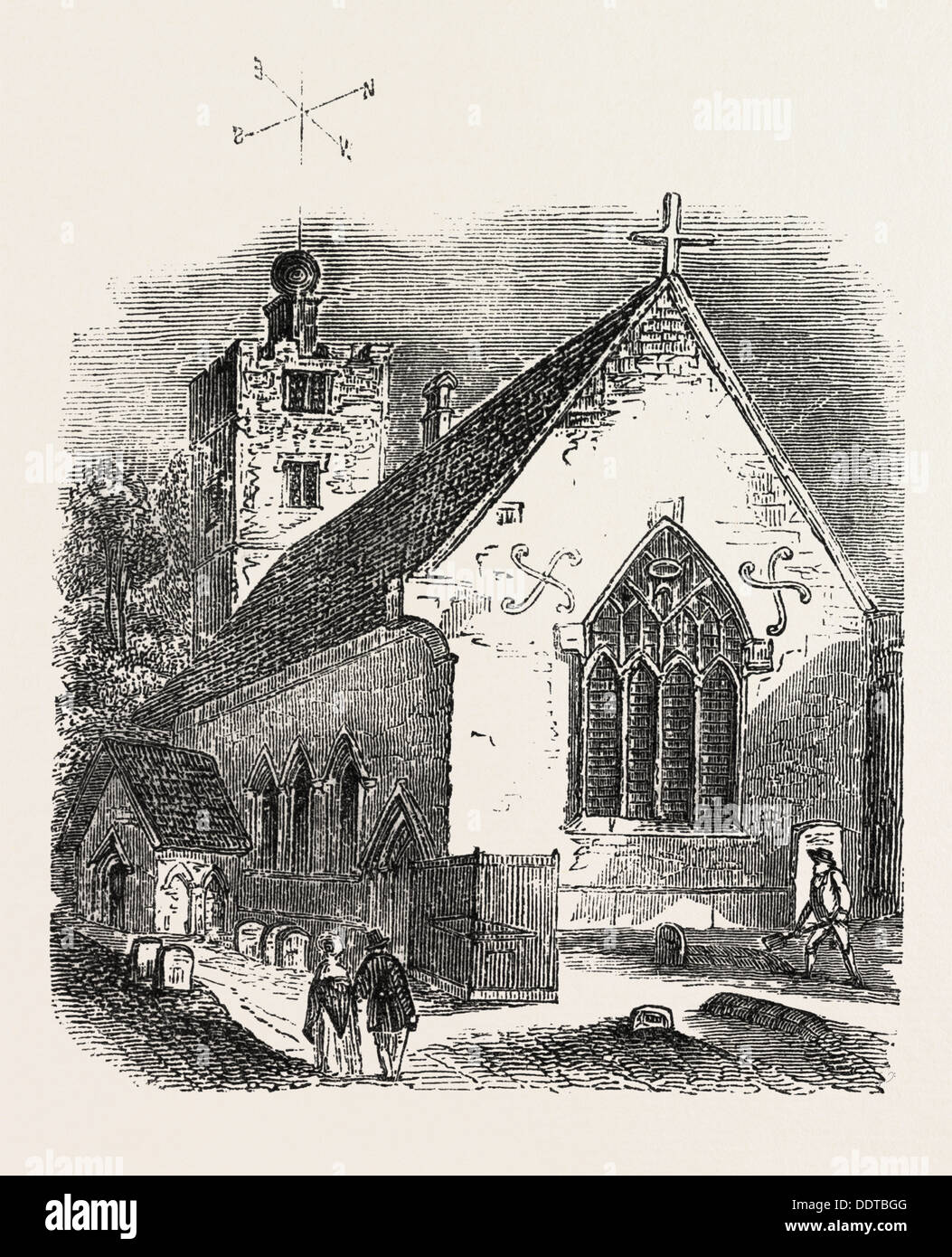 MORDEN CHURCH, UK, 1851 engraving Stock Photo - Alamy