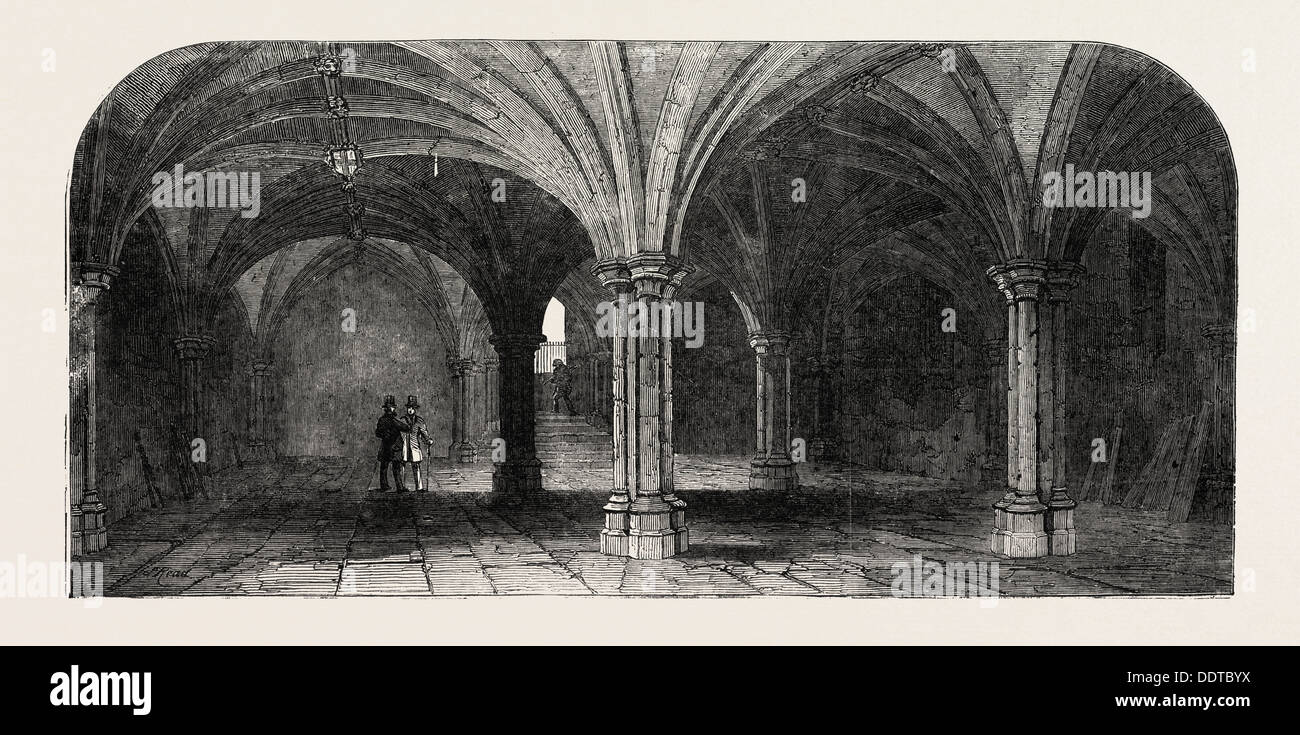 THE CRYPT OF THE CITY OF LONDON GUILDHALL, UK, 1851 engraving Stock ...