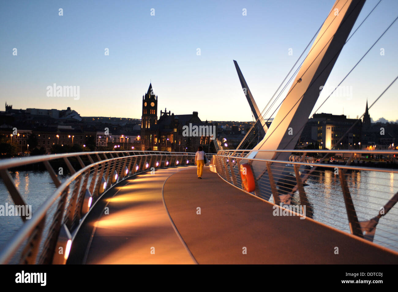 The Peace Bridge is a cycle and foot bridge across the River Foyle ...