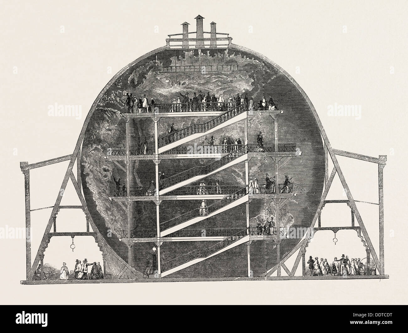 MR. WYLD'S MODEL OF THE EARTH, SECTIONAL VIEW, 1851 engraving Stock ...