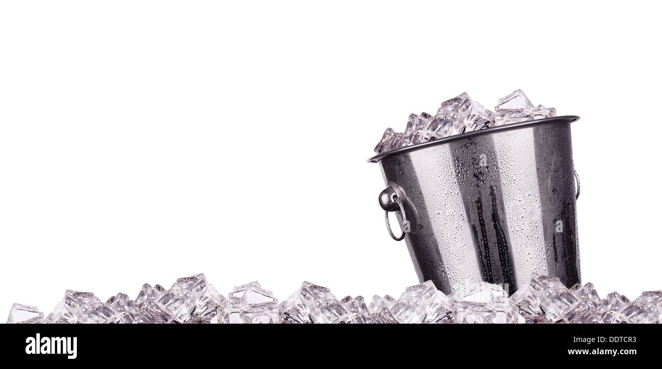 full of ice bucket isolated on a white background Stock Photo - Alamy