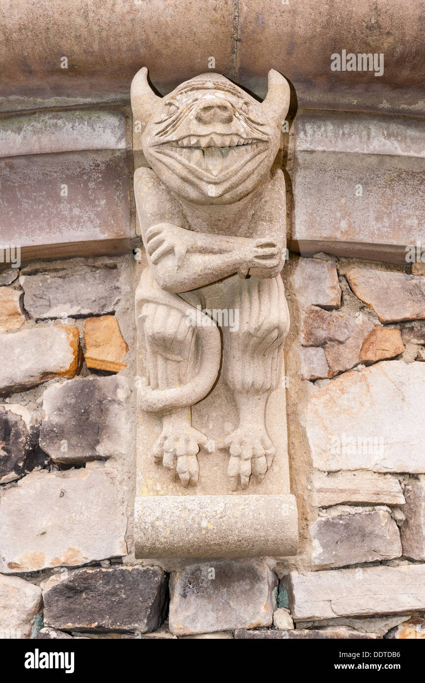 A stone carved gargoyle at The Forbidden Corner in Middleham , Leyburn ...