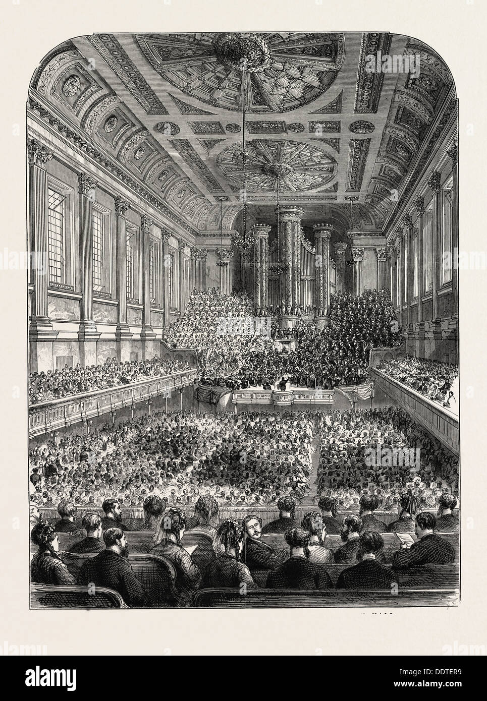 THE BIRMINGHAM MUSICAL FESTIVAL: INTERIOR OF THE TOWN HALL, UK, 1873 ...