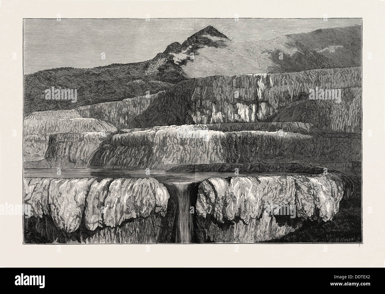 HOT LAKES OF NEW ZEALAND: THE TATTOOED BASIN, TARATA, 1873 engraving ...