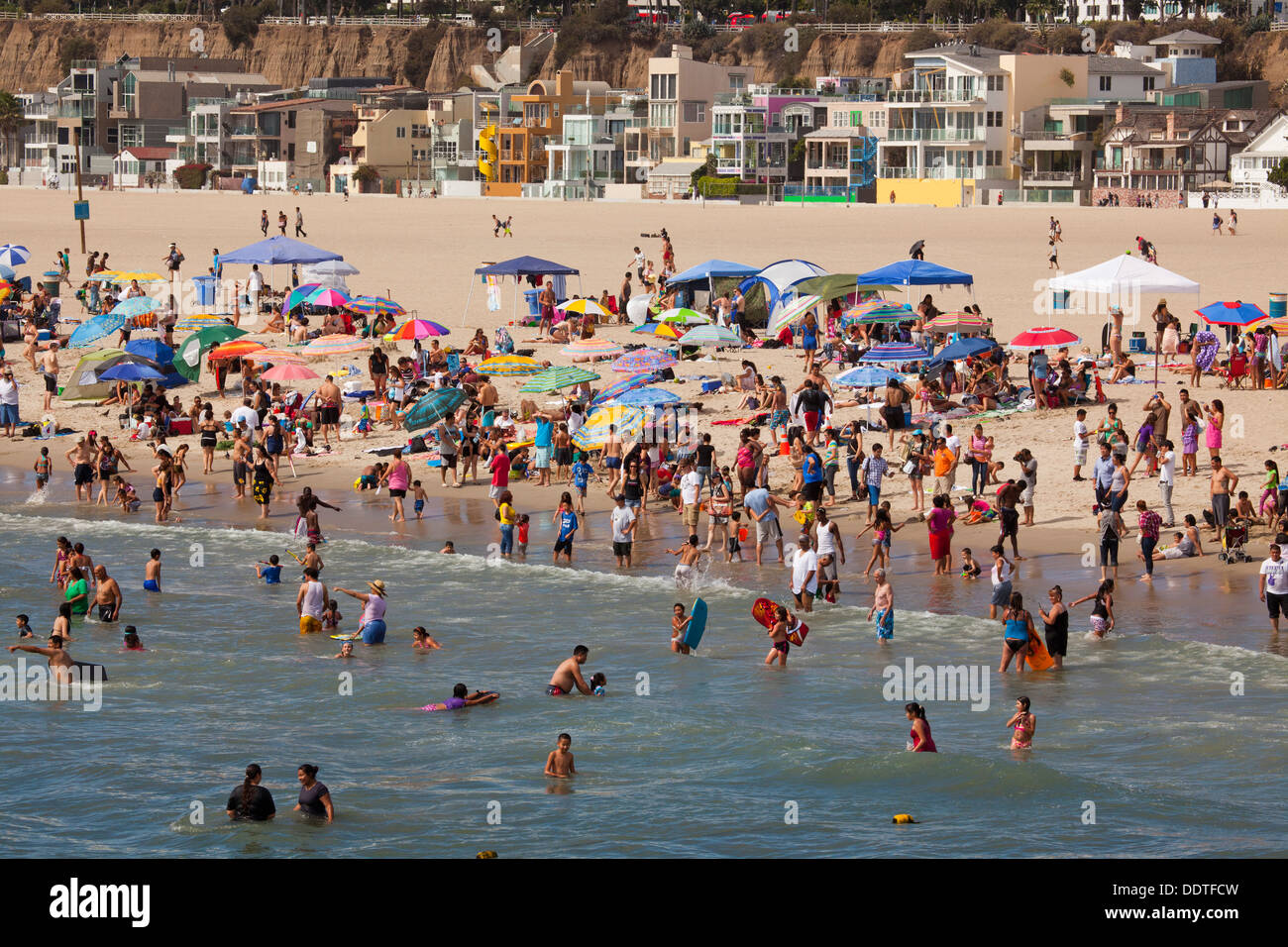 Crowds on Labor Day, View from the Santa Monica Pier, Santa monica, Los ...