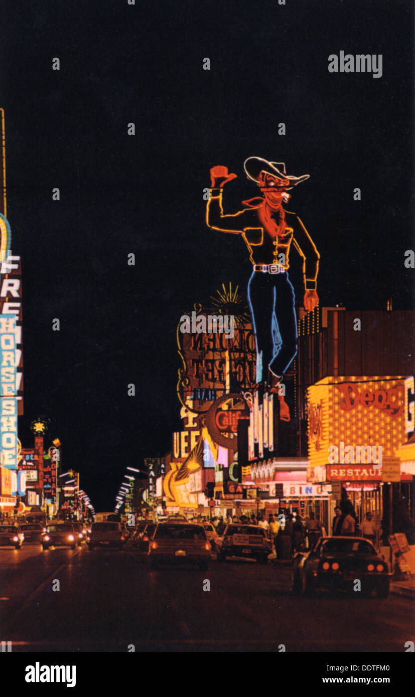Fremont Street at night, Las Vegas, Nevada, USA, 1968. Artist: Unknown ...