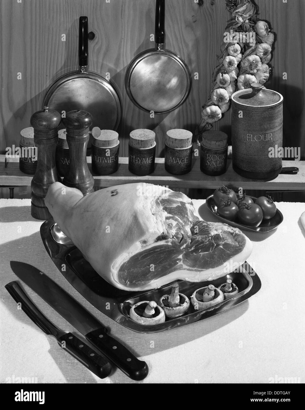 Danish Bacon gammon joint with spice jars, 1963. Artist: Michael ...