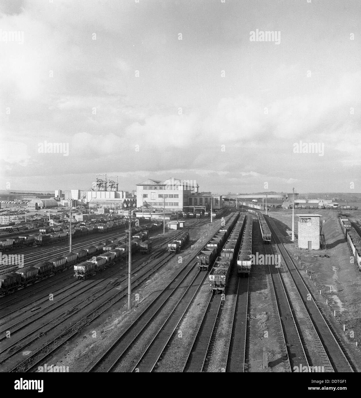 Overview of the rail yard at Lynemouth Colliery, Northumberland, 1963 ...