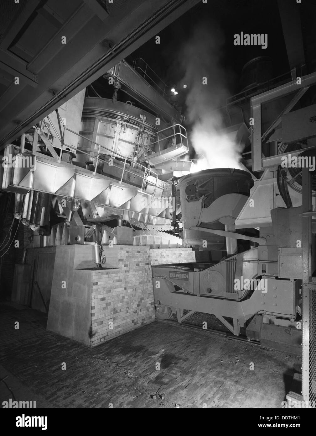 Steel pour from an electric arc furnace, Park Gate Iron & Steel Co ...