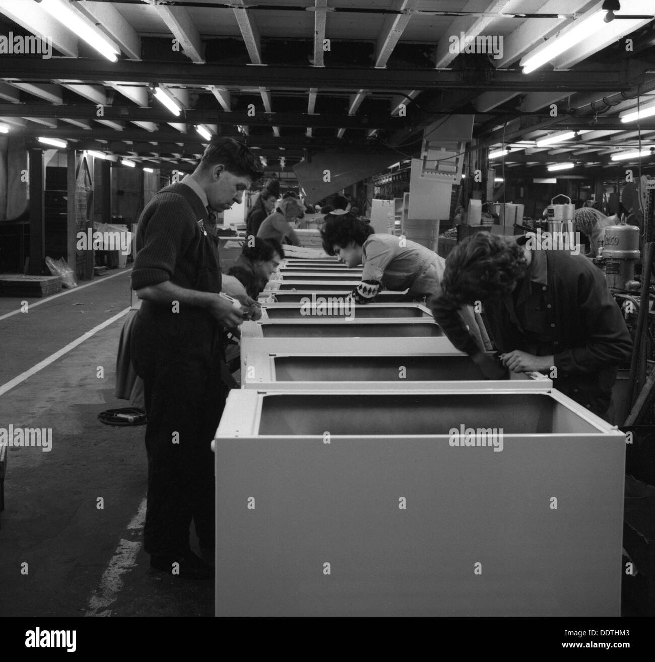 Fridge assembly line at the General Electric Company, Swinton, South ...