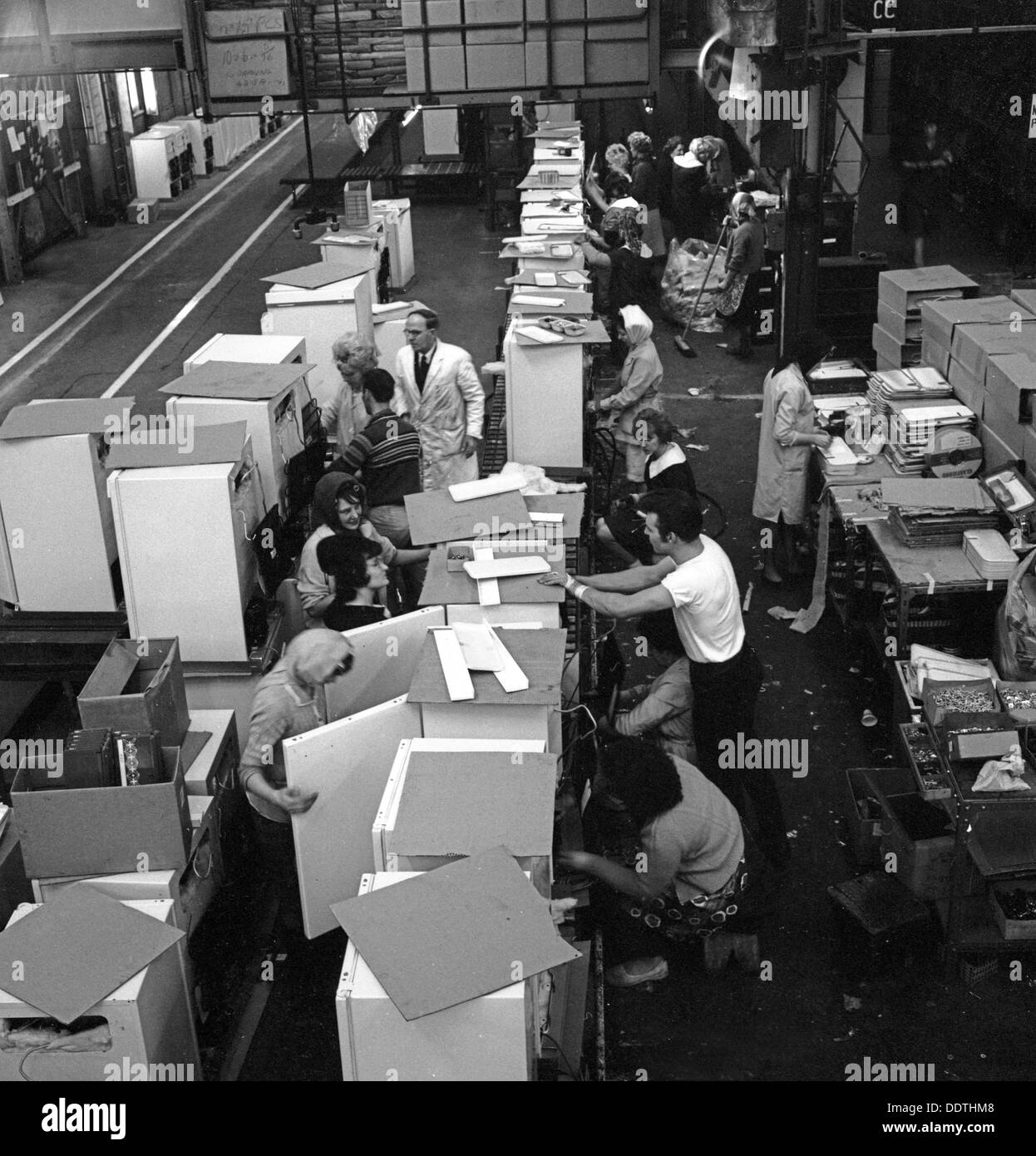 Fridge assembly line at the General Electric Company, Swinton, South ...