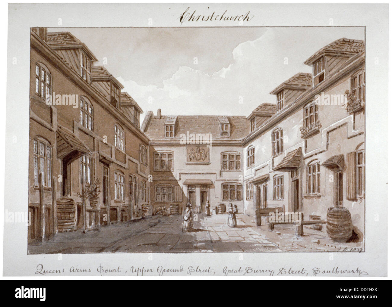 View of Queen's Court, Upper Ground Street, Southwark, London, 1827 ...