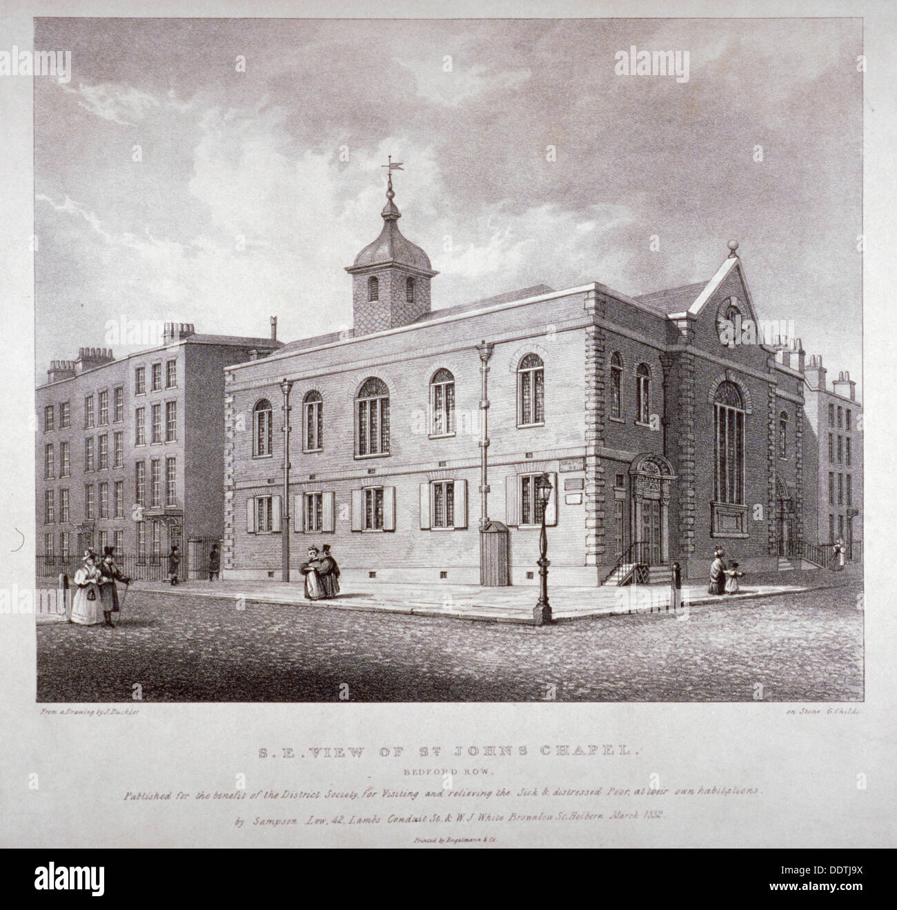 South-east view of St John's Chapel, Bedford Row, Holborn, London, 1832 ...