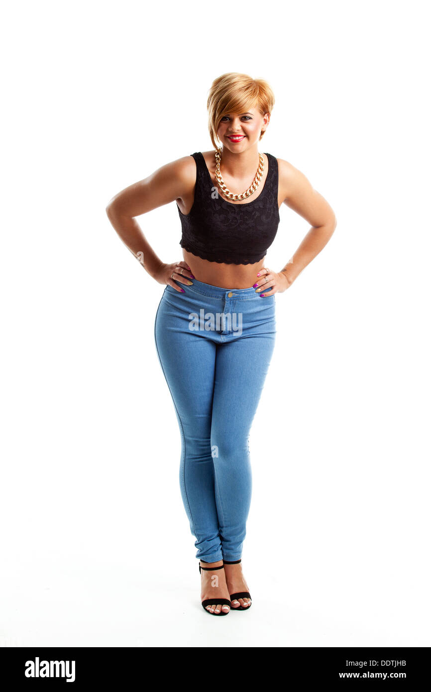 Pretty Female Model standing, full length shot Stock Photo - Alamy