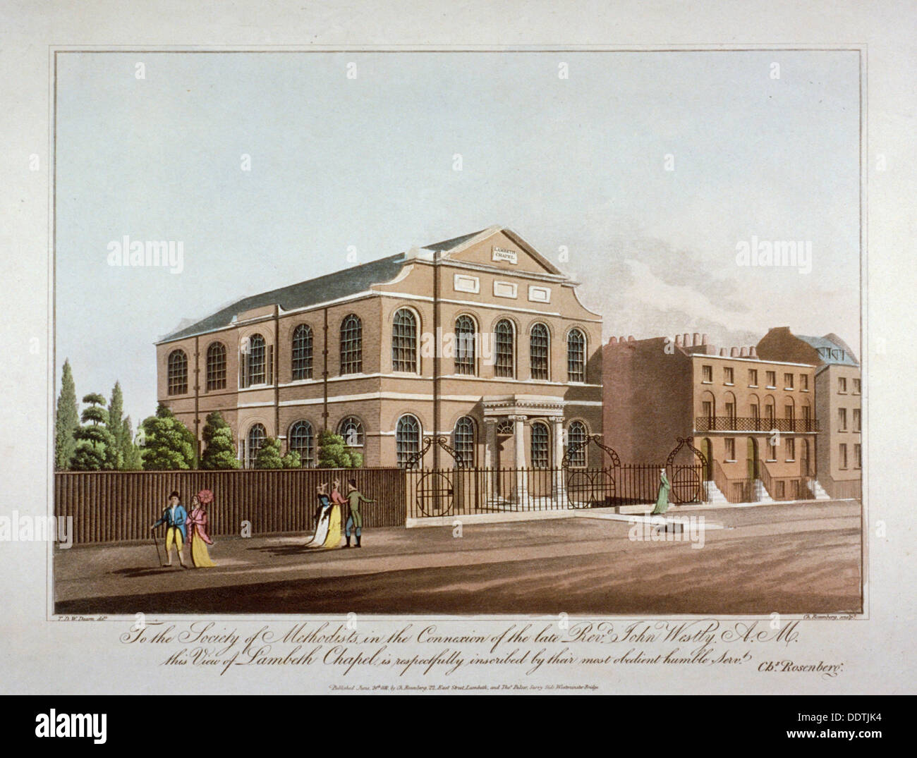 The Methodist chapel in Lambeth, London, 1816. Artist: C Rosenberg ...