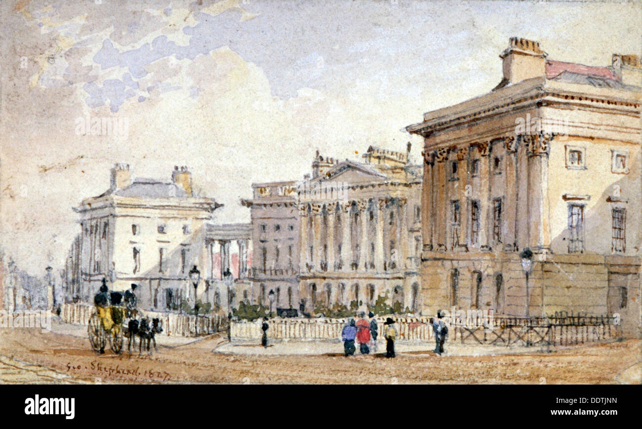 View of Clarence Terrace in Regent's Park, London, 1827. Artist: George ...