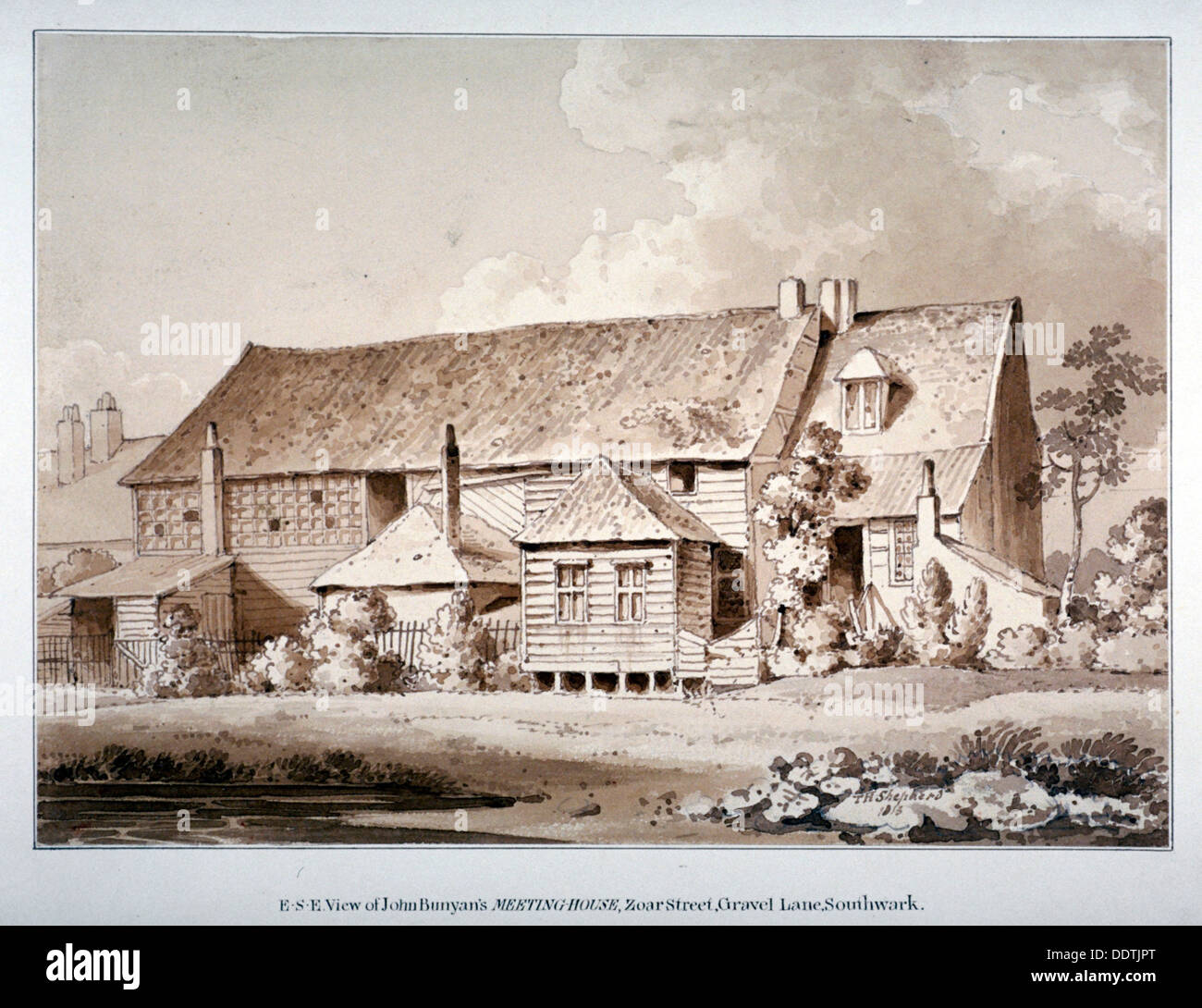 South-east view of John Bunyan's meeting house, Zoar Street, Southwark ...