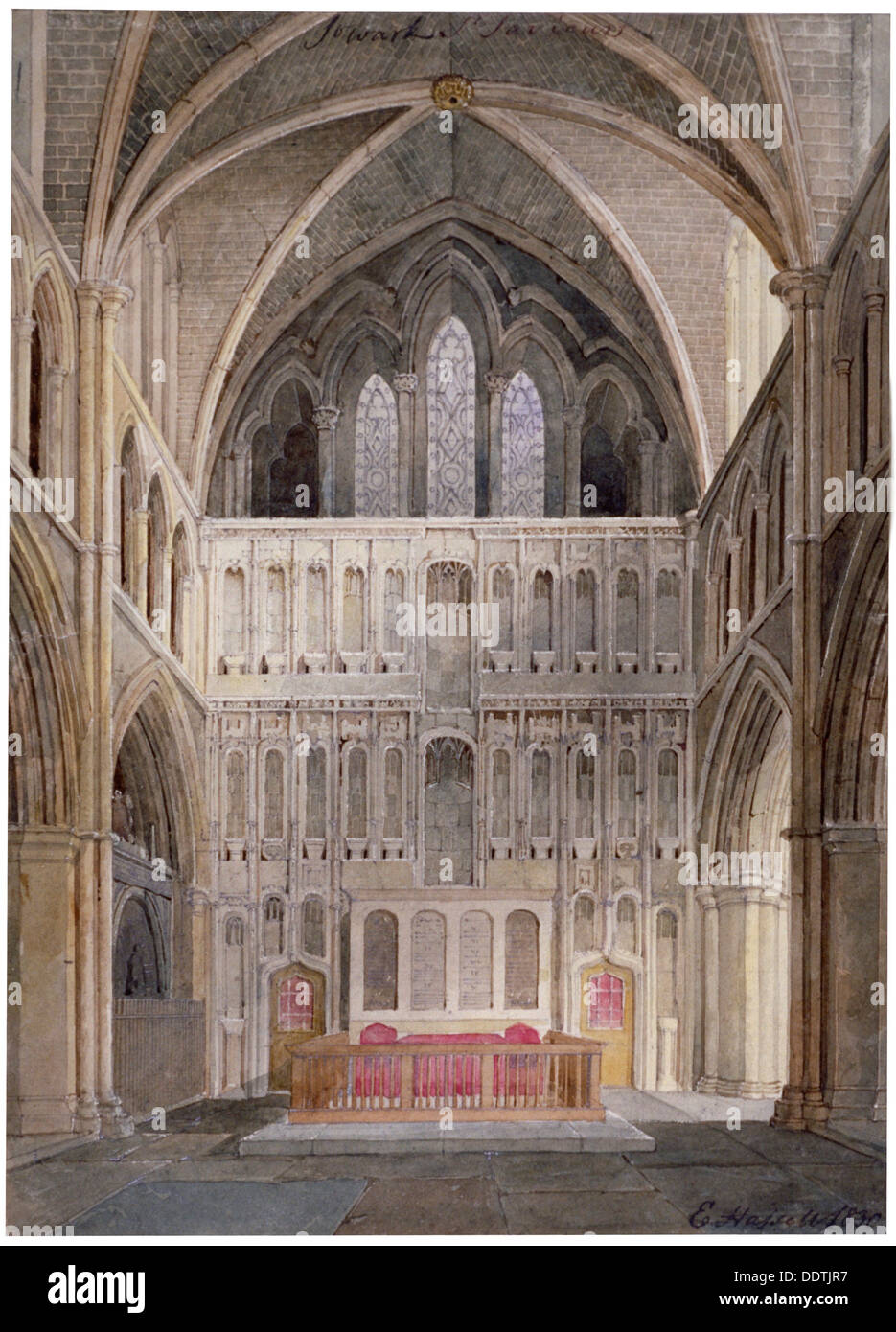 Interior view looking towards the altar, St Saviour's Church, Southwark ...