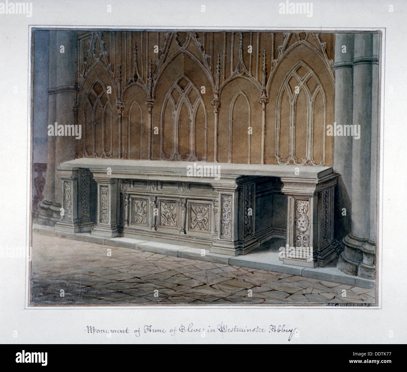 Anne of Cleves' monument, Westminster Abbey, London, 1829. Artist: John ...