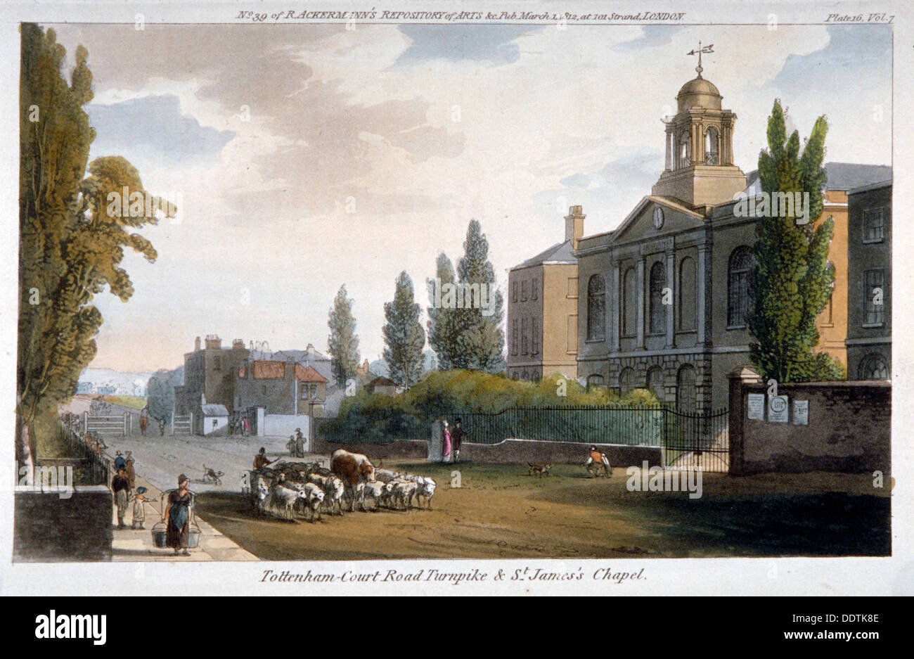 St James's Chapel and Tottenham Court Turnpike, St Pancras, London ...