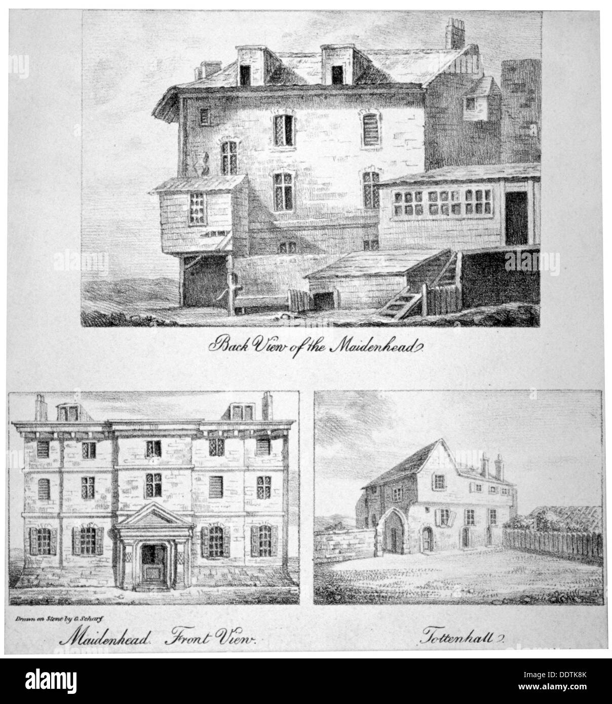 Three views of Toten Hall, Tottenham Court Road, St Pancras, London ...