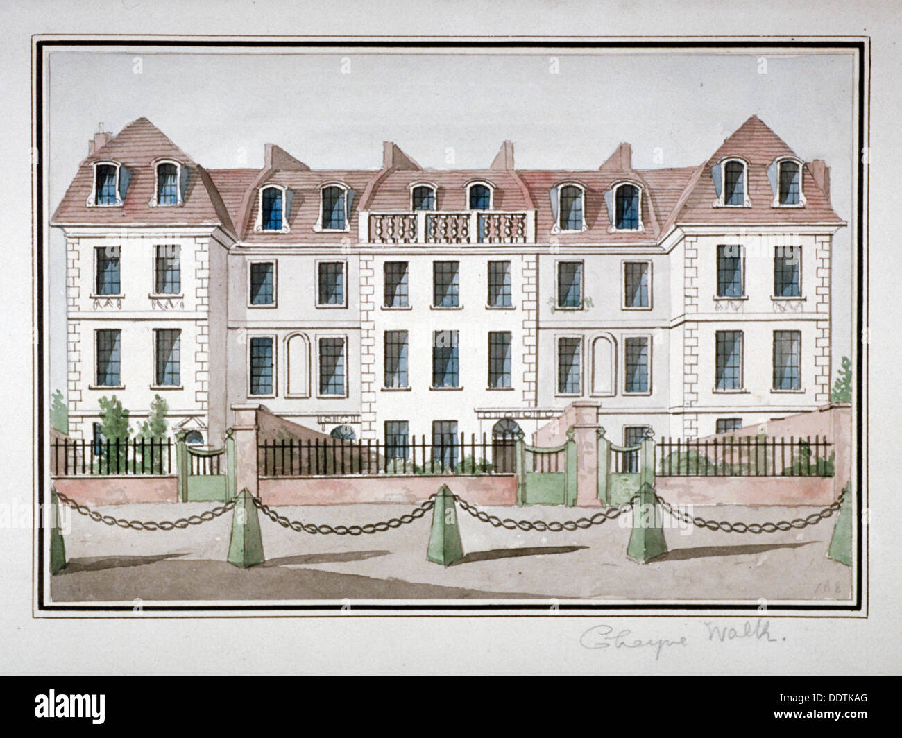Houses at Cheyne Walk, Chelsea, London, c1850. Artist: Anon Stock Photo ...