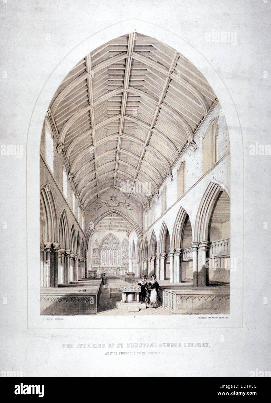 Church of St Dunstan, Stepney, London, 1846. Artist: George Childs ...