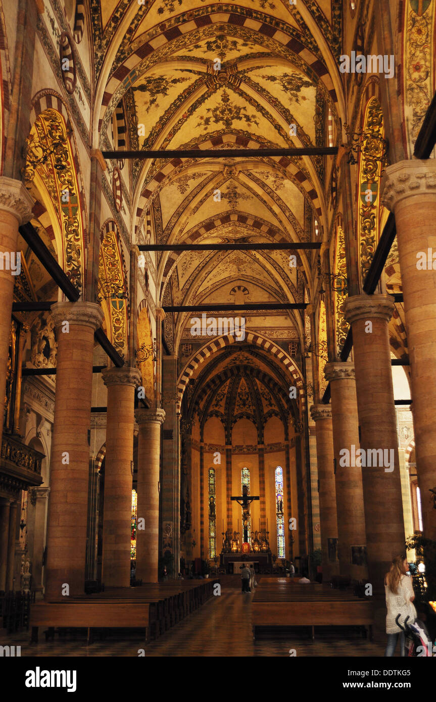 Internal view of the church of St. Anastasia, Verona Stock Photo - Alamy