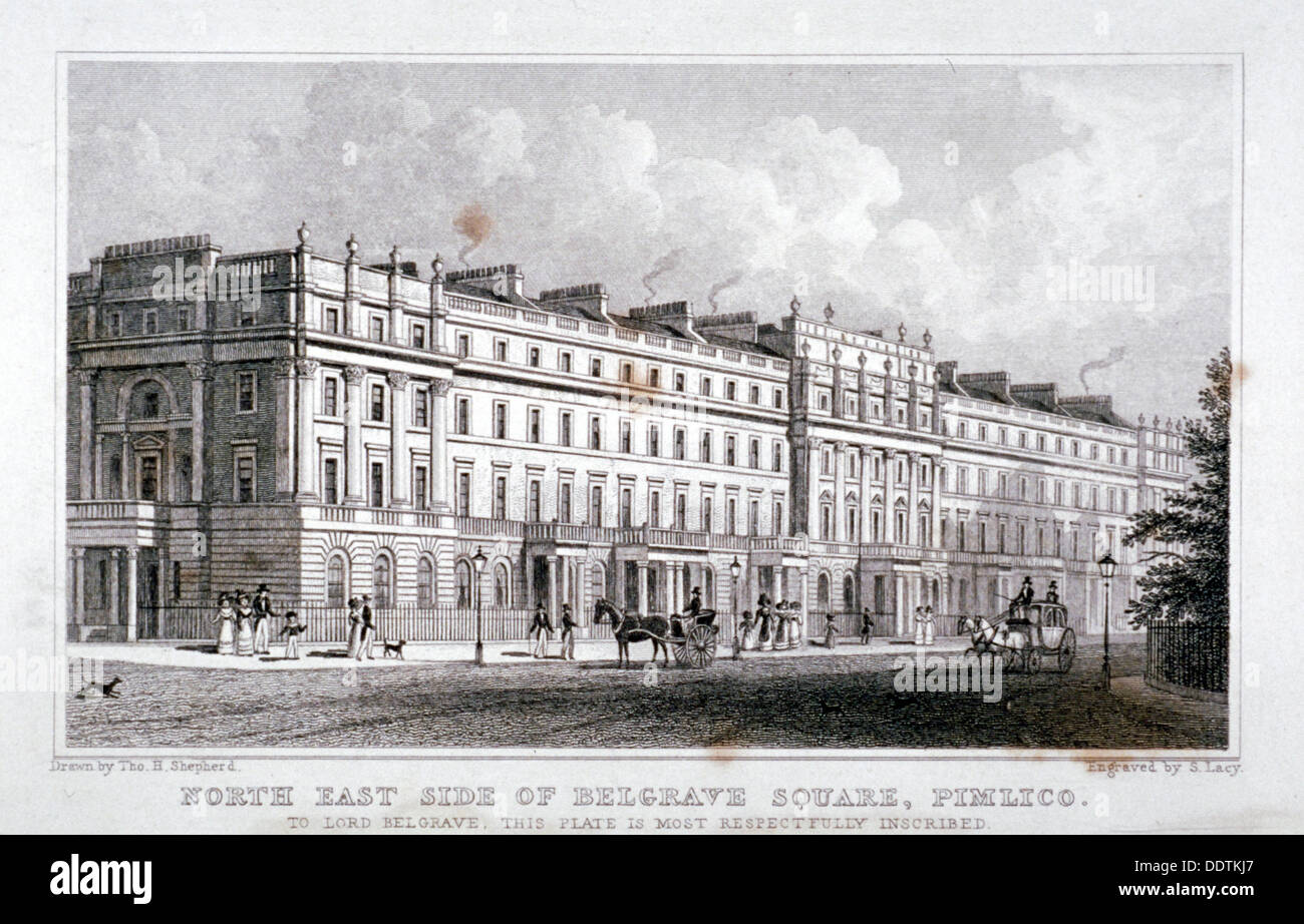 Belgrave Square, Belgravia, London, 1828. Artist: S Lacey Stock Photo ...
