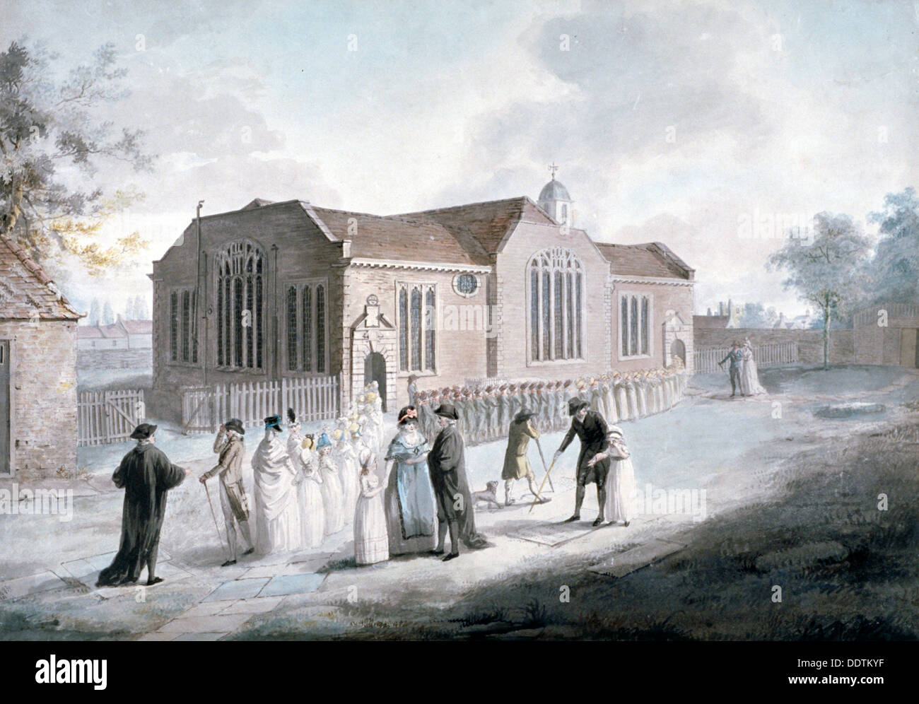 A procession of schoolchildren entering Broadway Chapel, Westminster ...