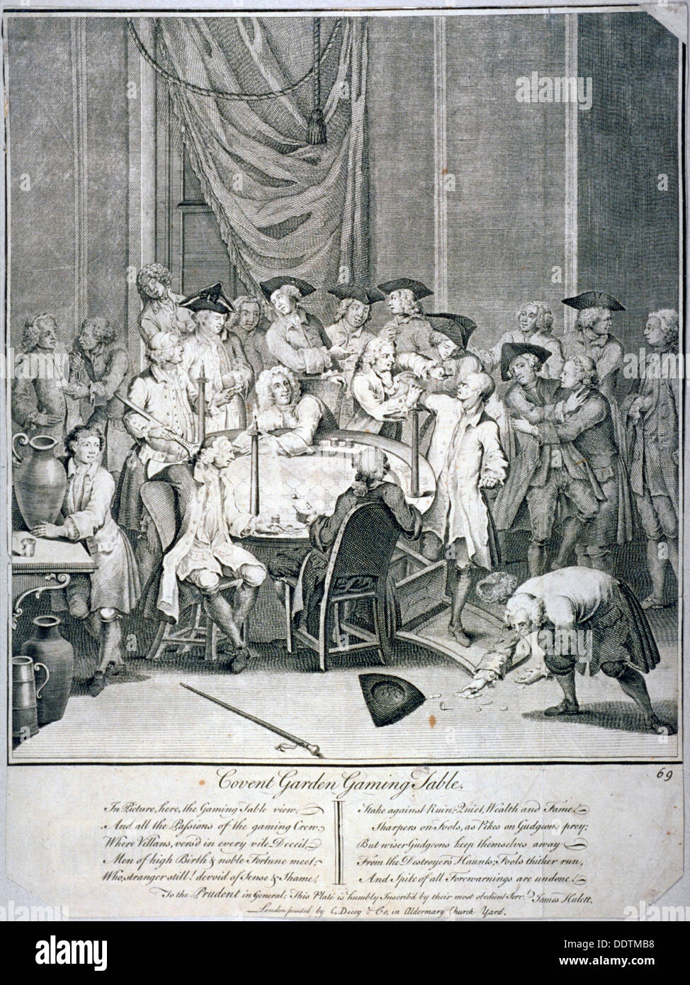 Gaming table scene in Covent Garden, Westminster, London, 1746. Artist ...