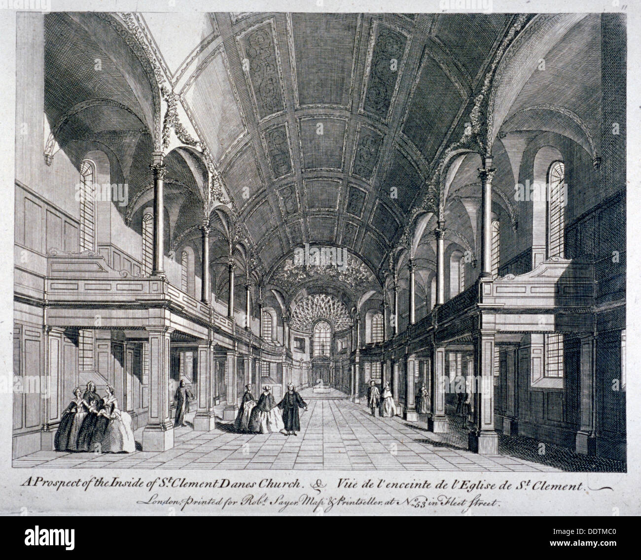 Interior of St Clement Danes Church, Westminster, London, 1751. Artist ...