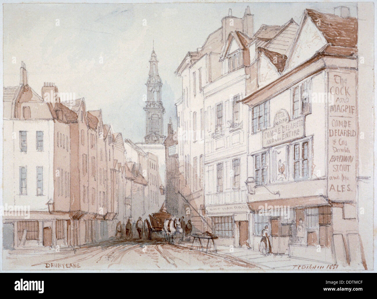 Drury Lane, Westminster, London, 1851. Artist: Thomas Colman Dibdin ...