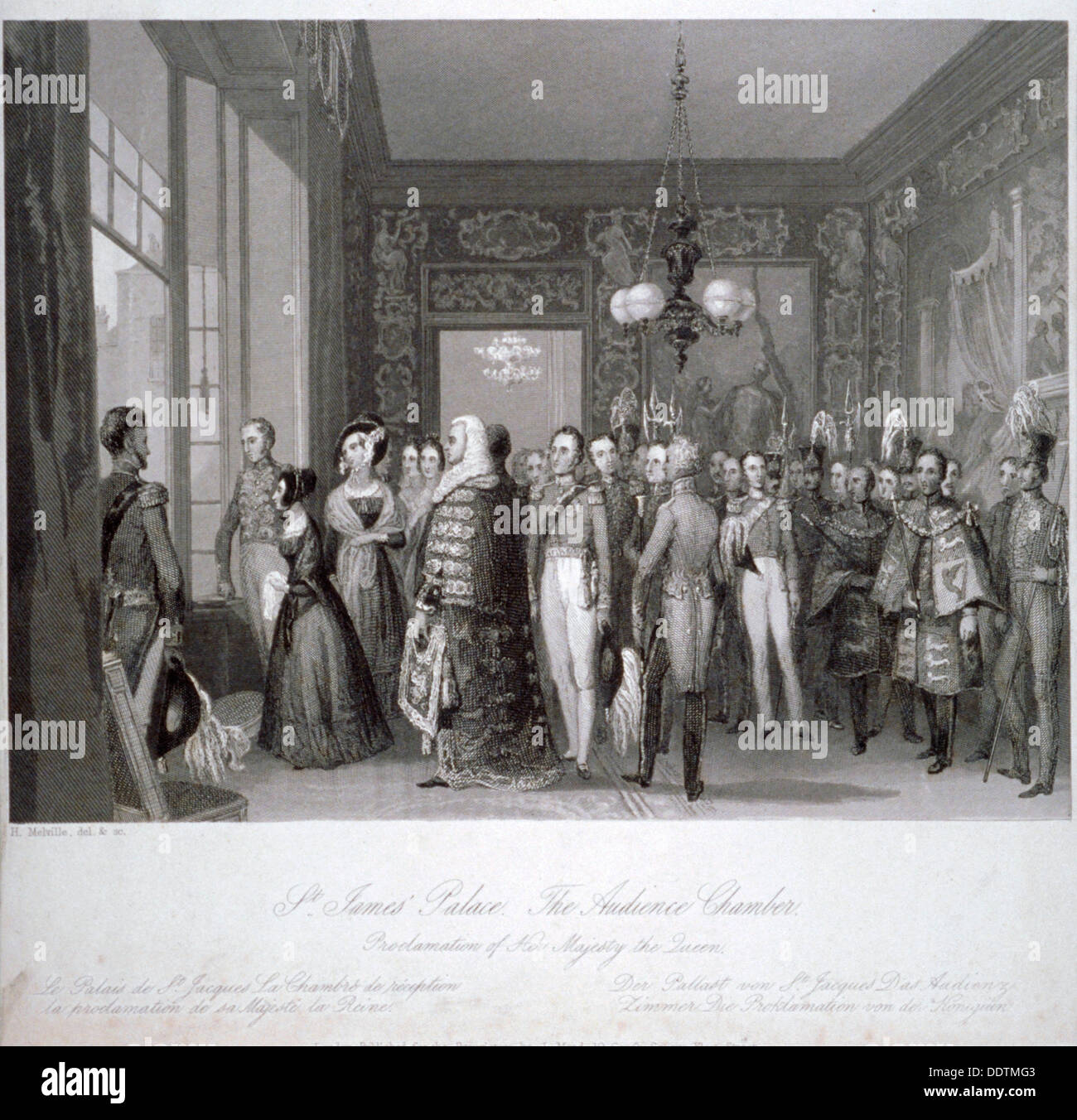 People in the the audience chamber in St James's Palace, Westminster ...