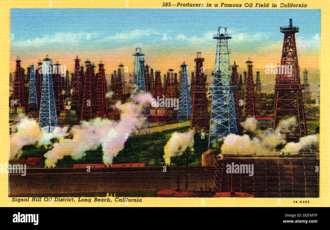 Signal Hill Oil District, Long Beach, California, USA, 1931. Artist ...