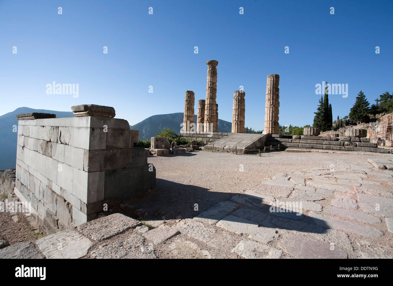 The Temple of Apollo, Delphi, Greece. Artist: Samuel Magal Stock Photo ...
