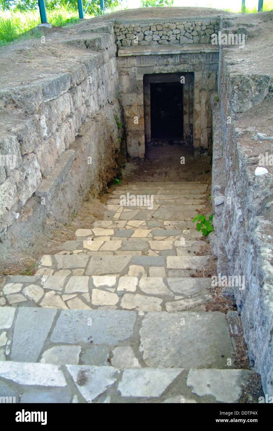 Kinch's Macedonian tomb, Lefkadia, Greece. Artist: Samuel Magal Stock ...