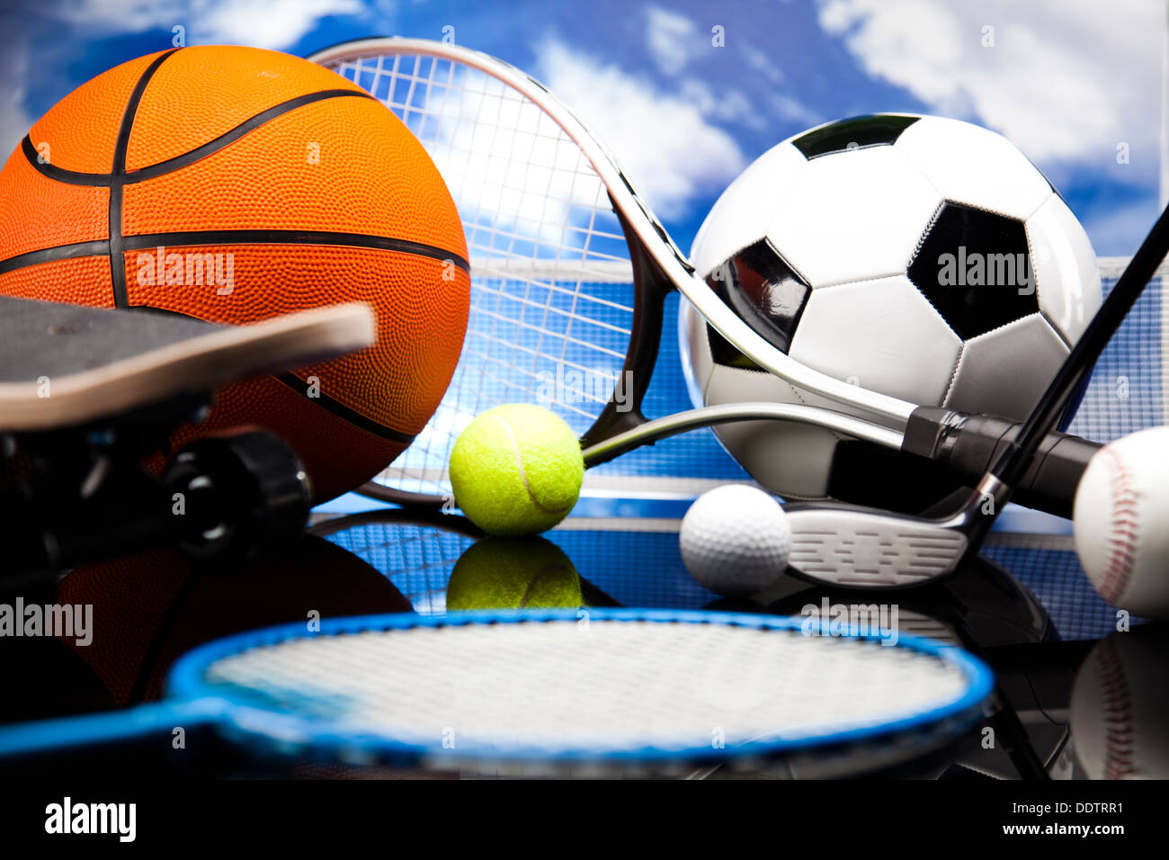 Sport Equipment, Soccer,Tennis,Basketball Stock Photo - Alamy