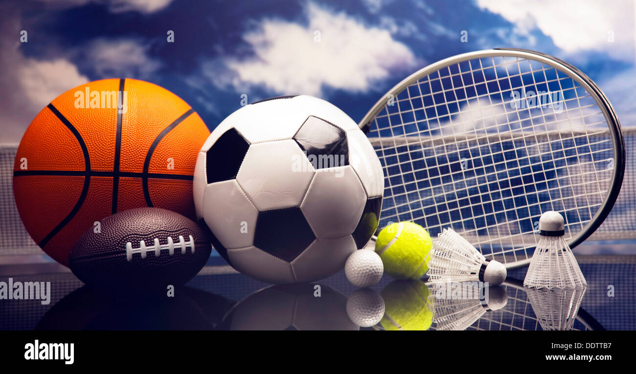 Sport equipment and balls Stock Photo - Alamy