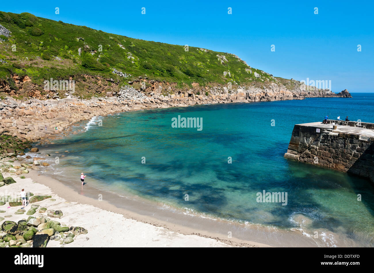 Great Britain England Cornwall Lamorna Cove Beach Fishermen On