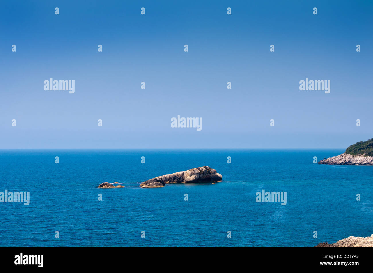 open sea under solid blue sky with lots of copyspace Stock Photo - Alamy