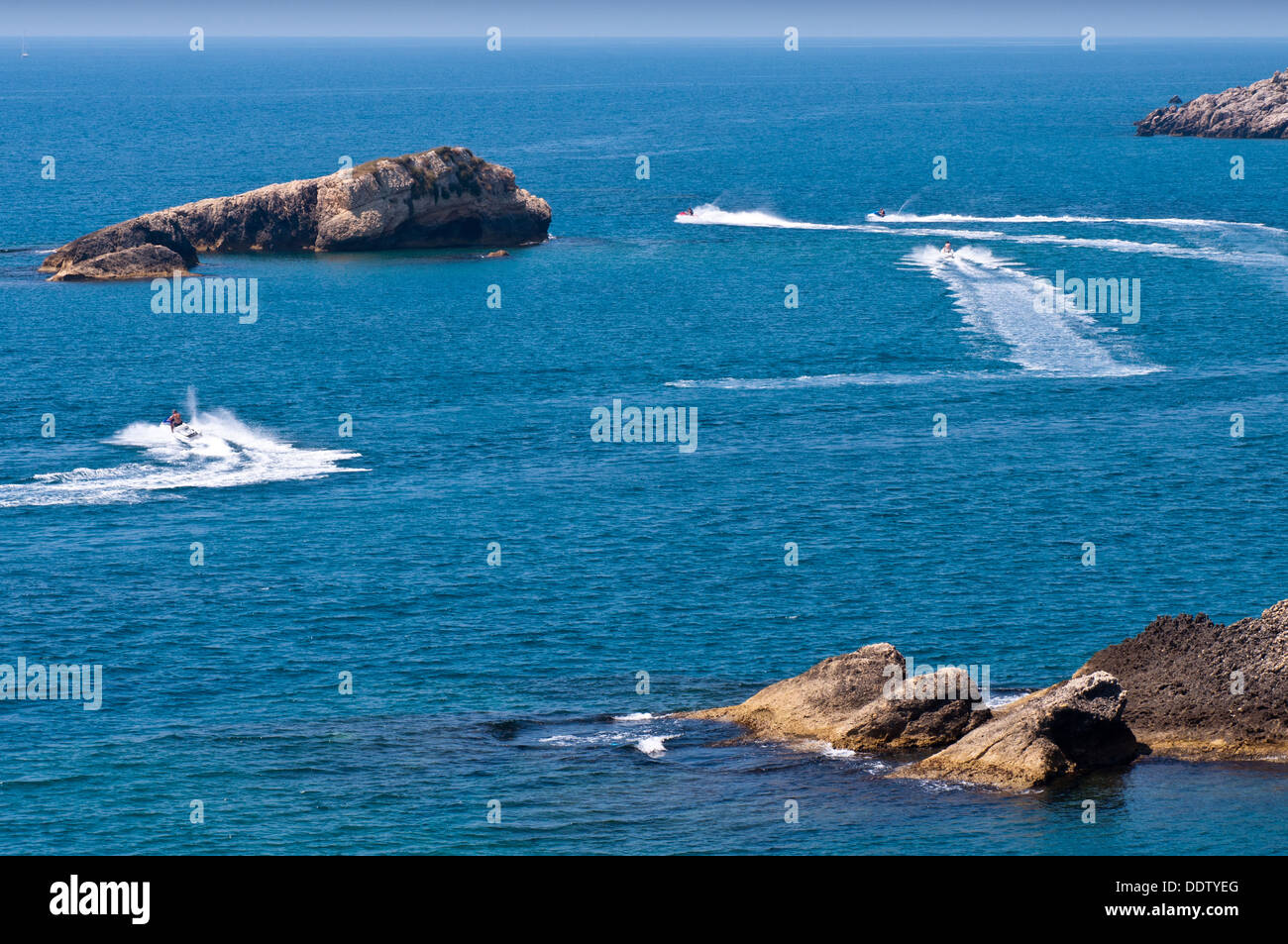 open sea under solid blue sky with lots of copyspace Stock Photo - Alamy