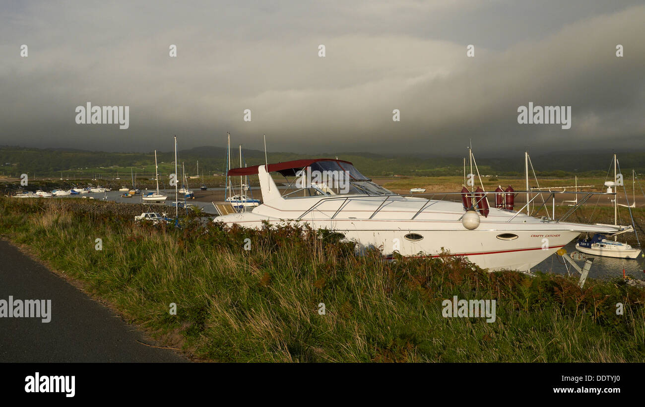 The harbour at sunset on Shell Island in North Wales UK Stock Photo - Alamy