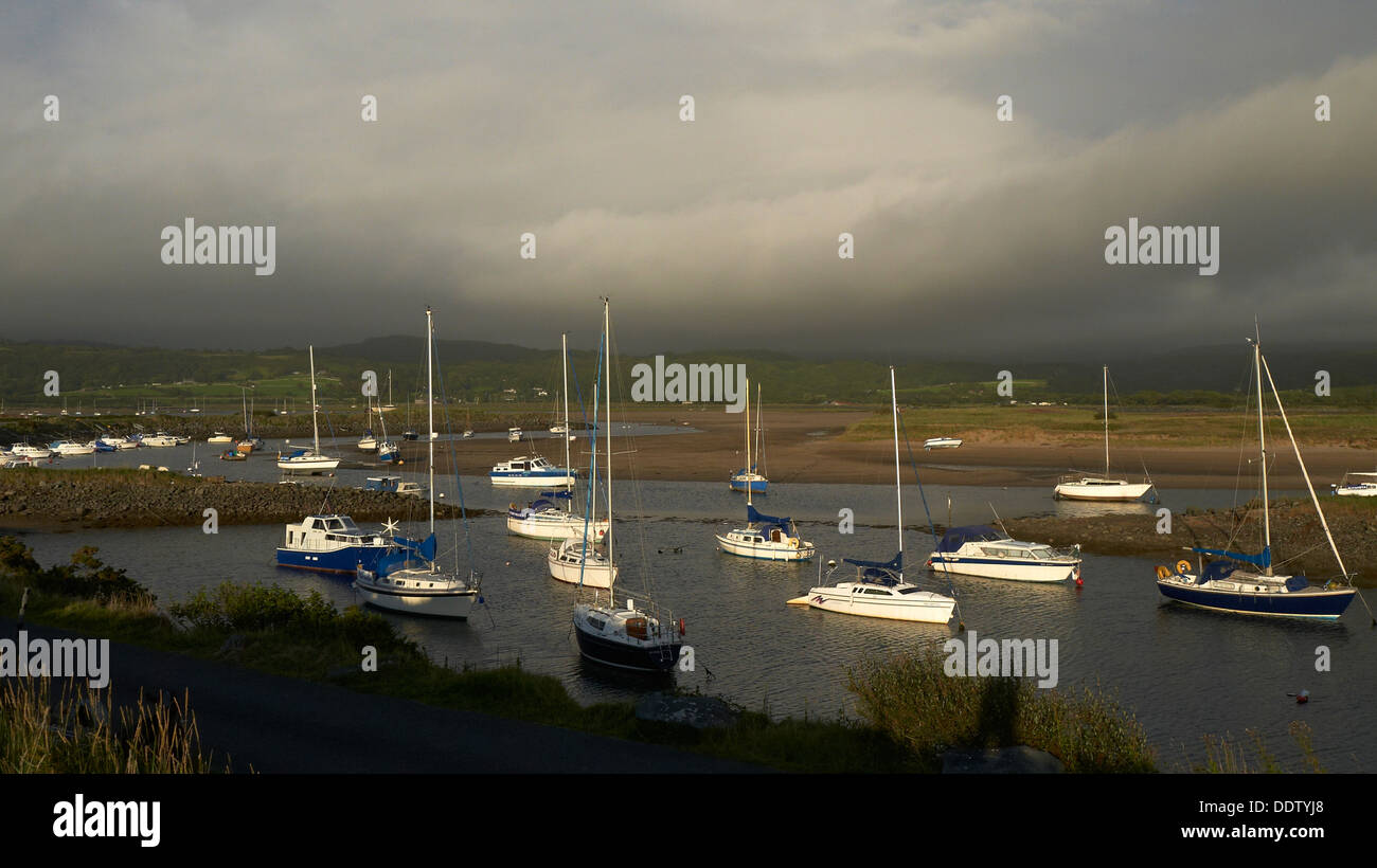 The harbour at sunset on Shell Island in North Wales UK Stock Photo - Alamy