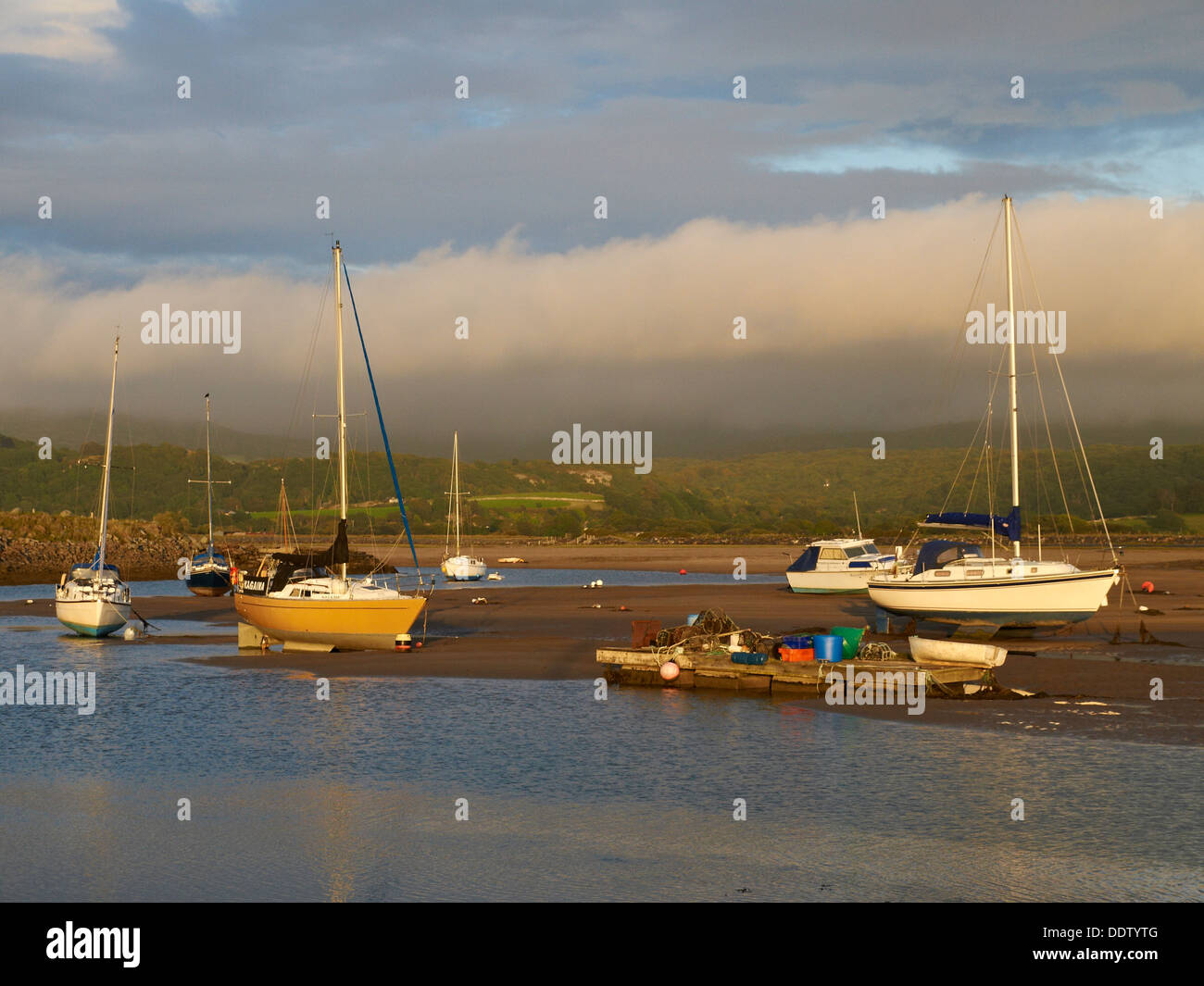The harbour at sunset on Shell Island in North Wales UK Stock Photo - Alamy