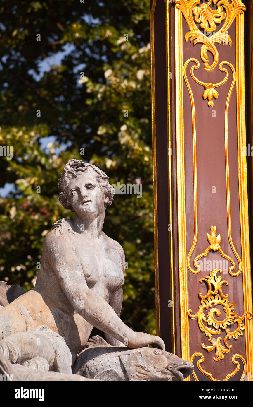 A statue in Place Stanislas in the heart of the french city of Nancy ...